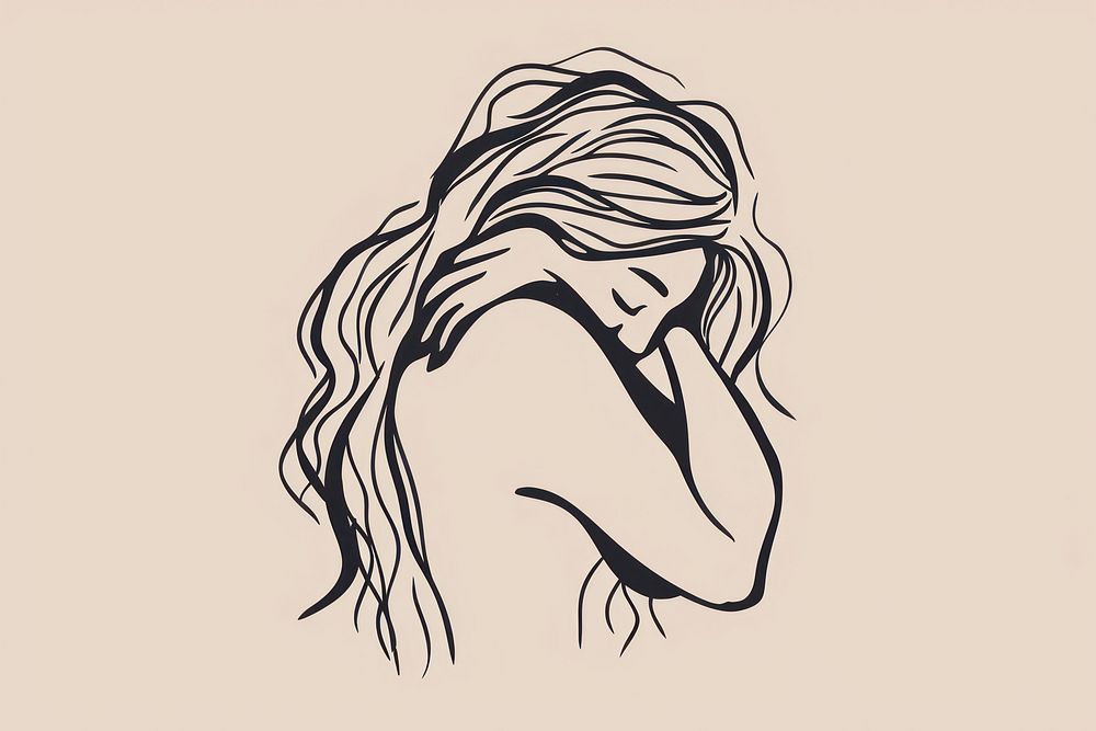 Woman hugging herself drawing sketch | Free Photo Illustration - rawpixel