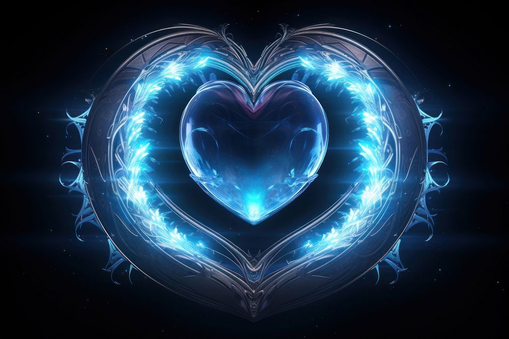 Neon blue color heart illuminated | Free Photo Illustration - rawpixel