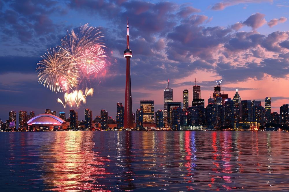 Fireworks cityscape fireworks tower. | Free Photo - rawpixel