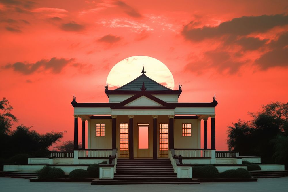 Sunset temple architecture building outdoors. | Premium Photo ...