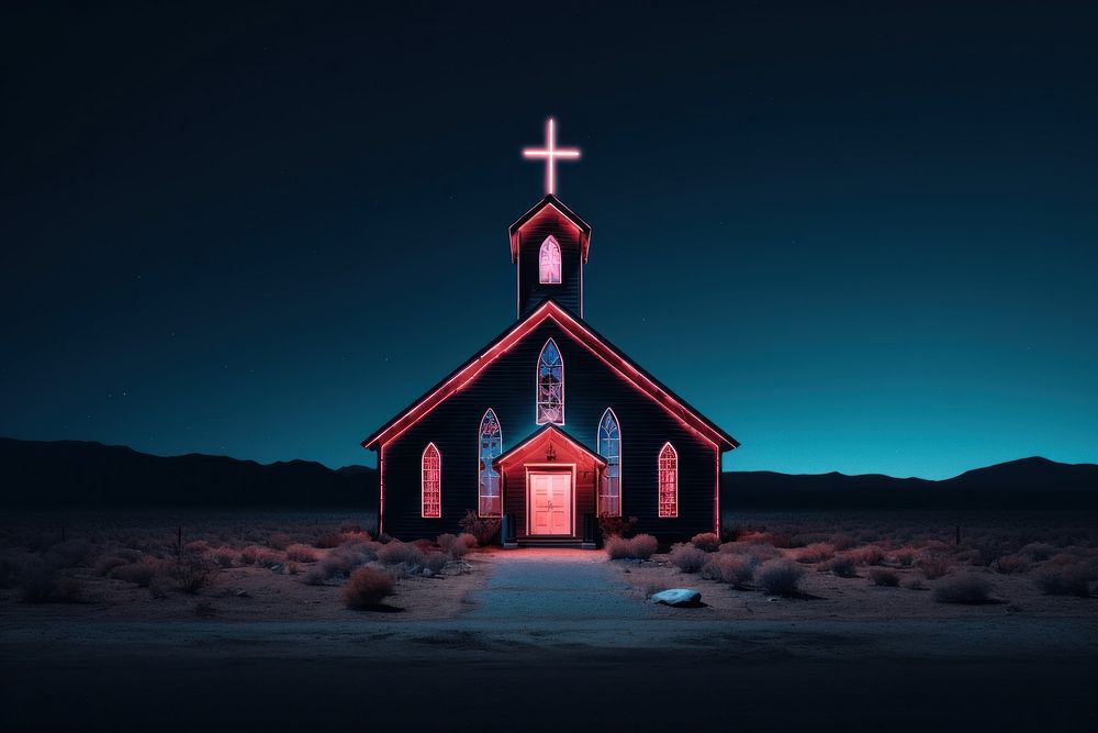 Neon night church western styles | Free Photo - rawpixel