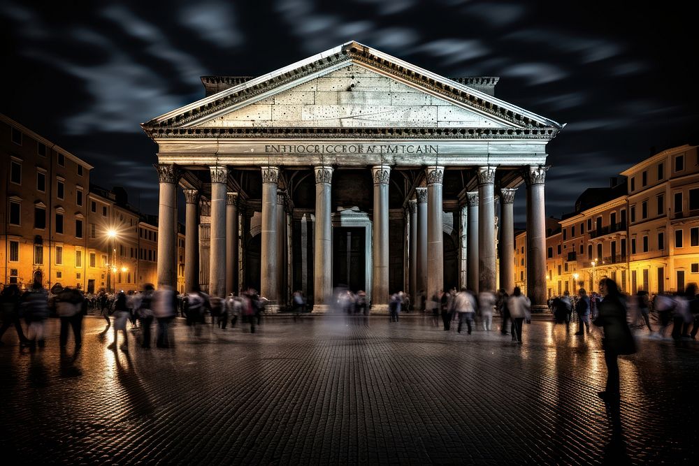 Landmark pantheon architecture illuminated. | Premium Photo - rawpixel