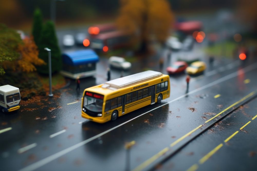 Bus stop rainy day tilt-shift | Premium Photo - rawpixel