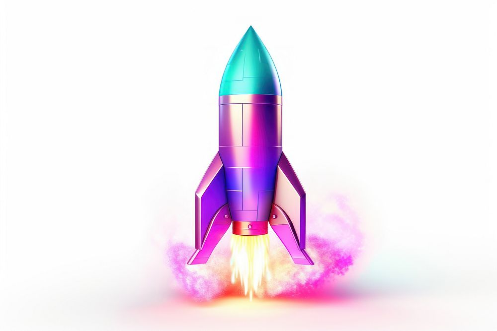 Rocket icon iridescent missile white | Free Photo Illustration - rawpixel