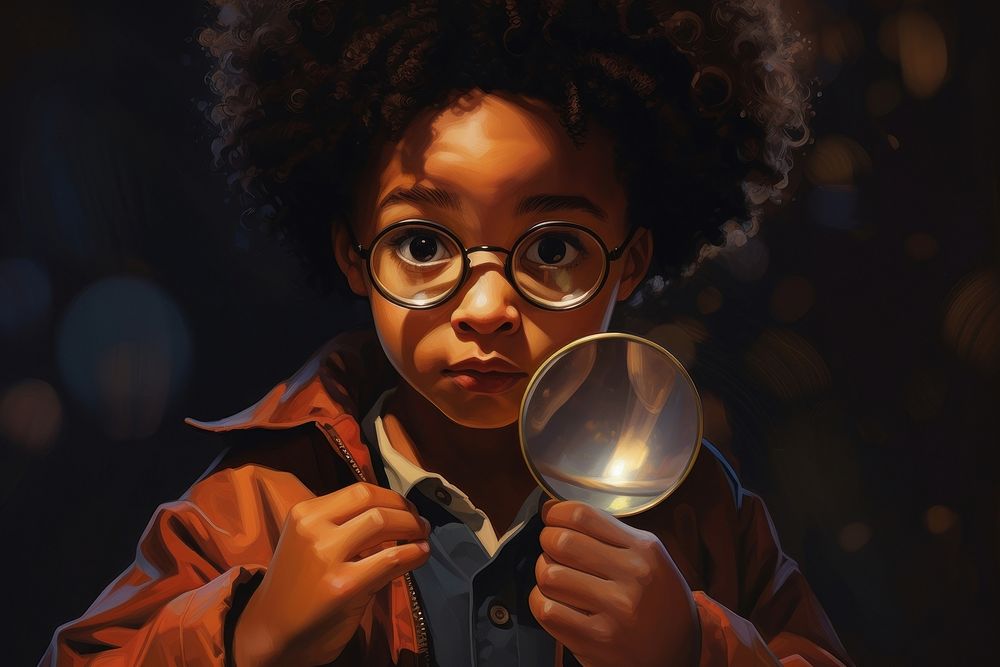 Black child educational curious portrait. | Premium Photo Illustration ...