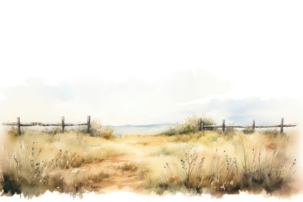 Field border landscape painting nature | Free Photo Illustration - rawpixel