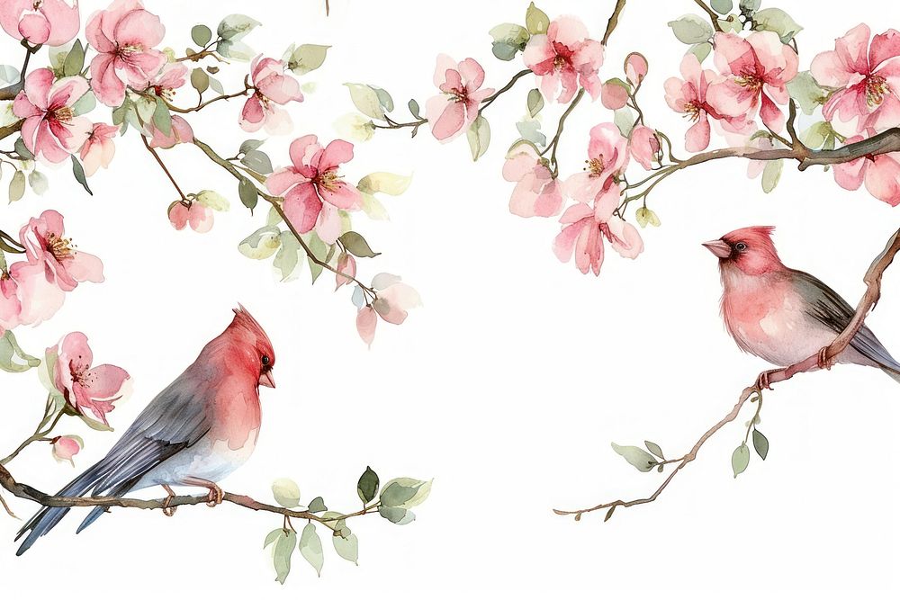 Bird border blossom flower plant. | Premium Photo Illustration - rawpixel