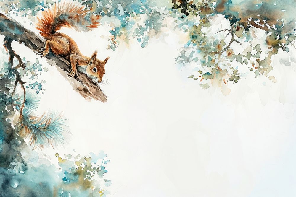 Squirrel border outdoors painting animal. | Premium Photo Illustration ...