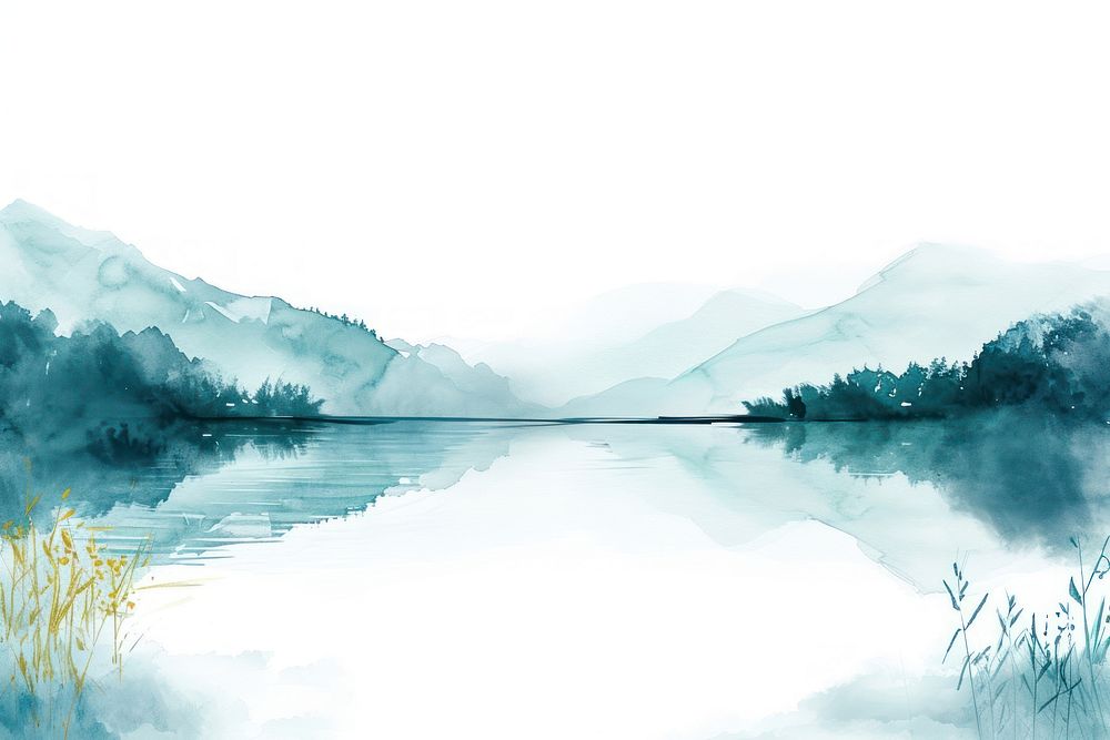 Lake border landscape outdoors painting. | Free Photo Illustration ...