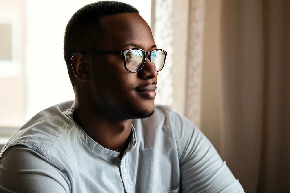 Black man portrait glasses looking. | Free Photo - rawpixel