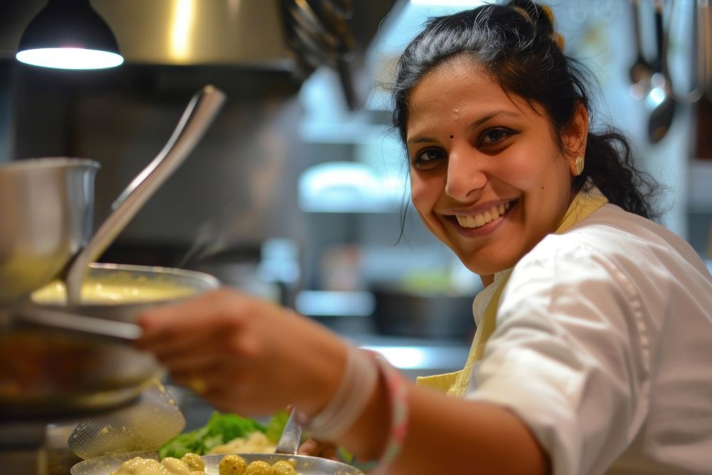 Indian female chef smiling cooking | Premium Photo - rawpixel