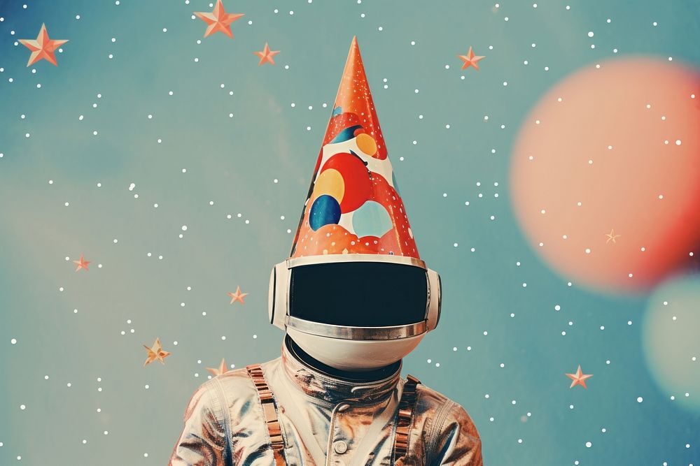 Collage Retro dreamy party hat | Free Photo Illustration - rawpixel