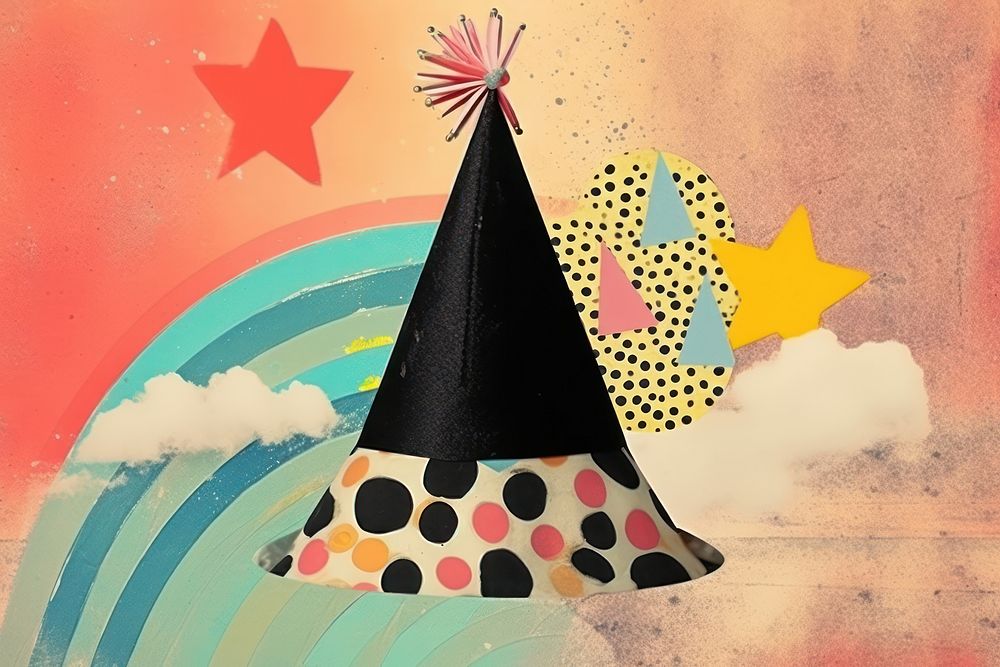 Collage Retro dreamy party hat | Free Photo Illustration - rawpixel