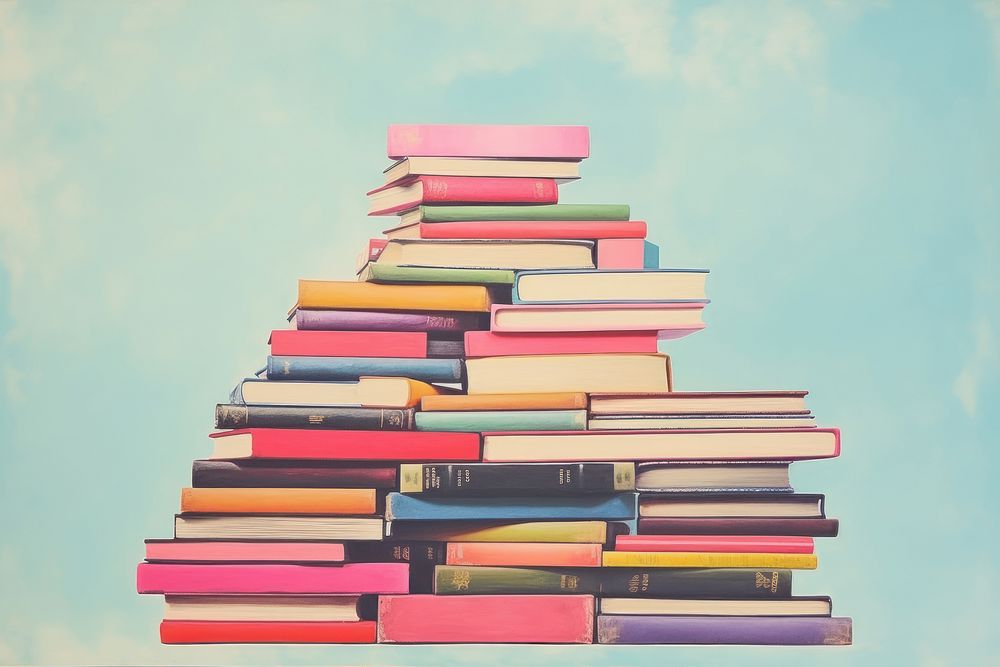 Collage Retro dreamy pile books | Free Photo Illustration - rawpixel