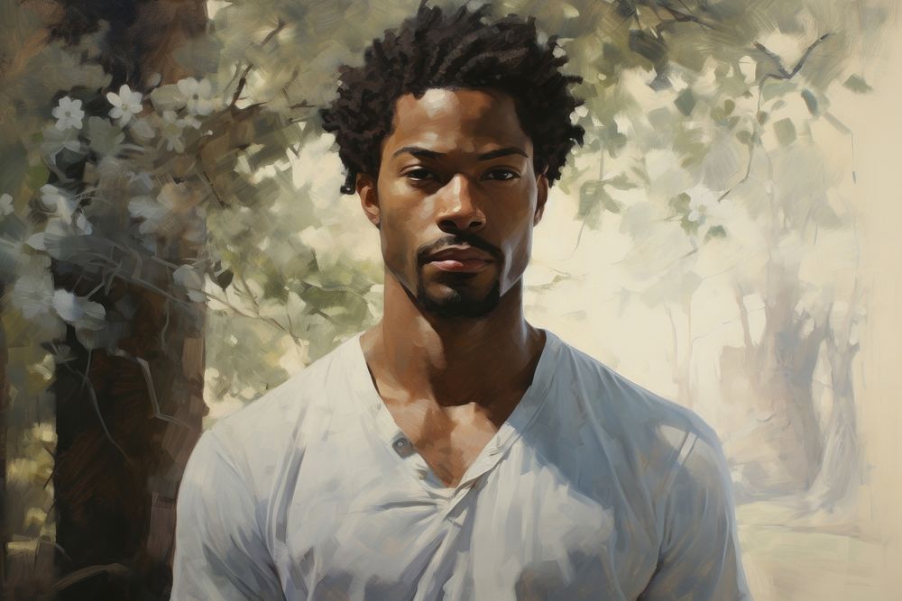 Peaceful expression black man painting | Free Photo Illustration - rawpixel