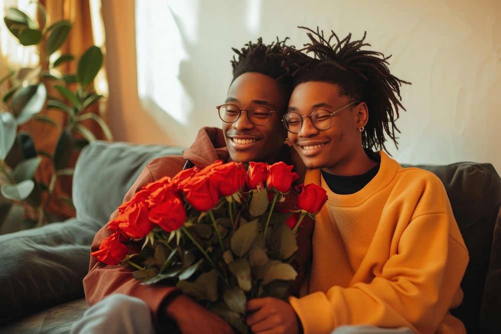 African american lgbtq couple rose | Free Photo - rawpixel