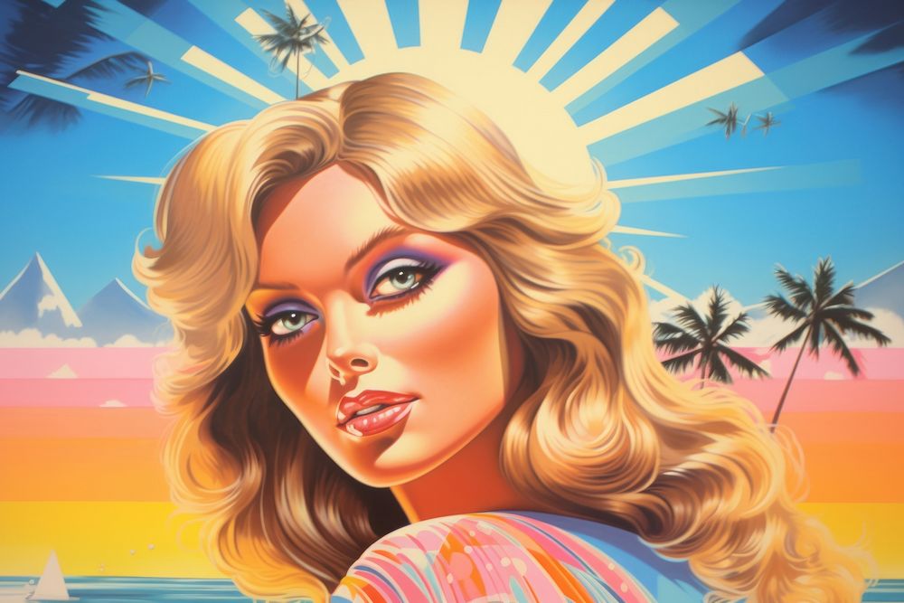 Beach summer adult art. | Free Photo Illustration - rawpixel