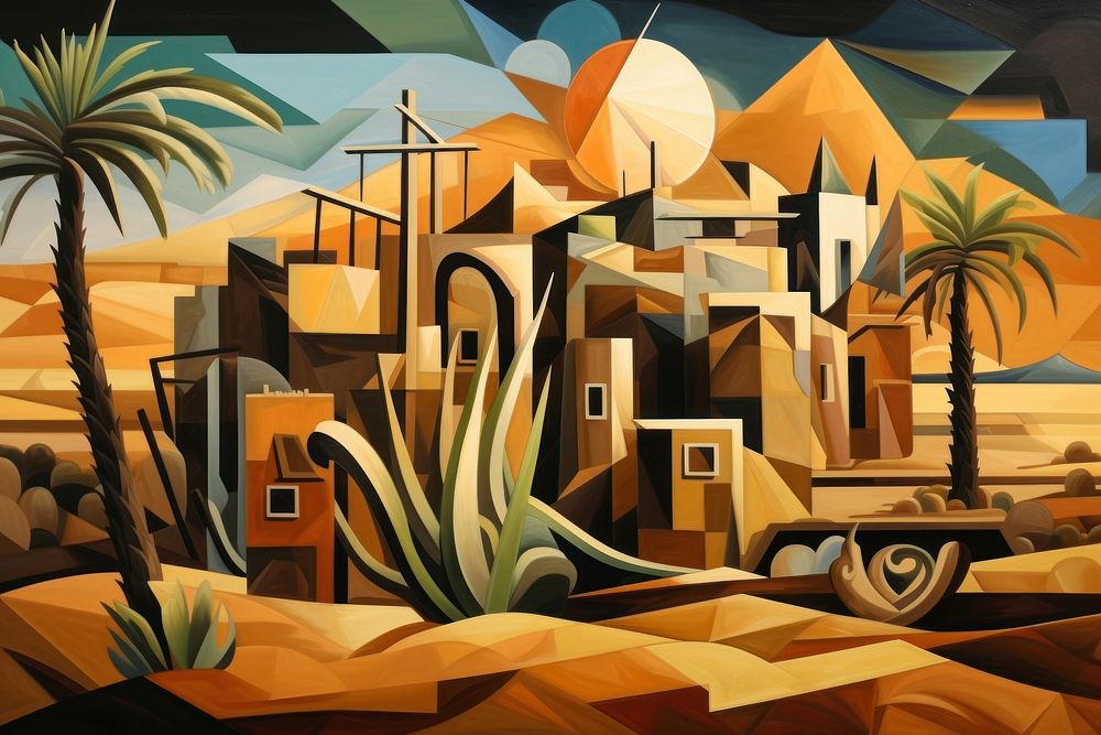 Oasis painting art outdoors. | Free Photo Illustration - rawpixel