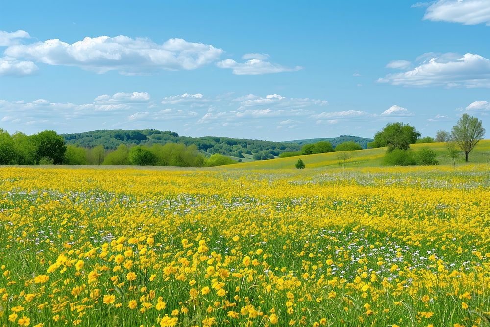 Empty scene spring flower fields | Free Photo - rawpixel
