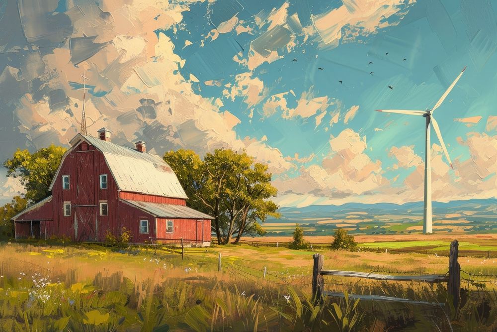 Farm wind turbine architecture countryside | Free Photo Illustration ...