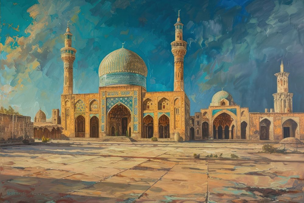 Islamic architecture painting building dome | Free Photo Illustration ...
