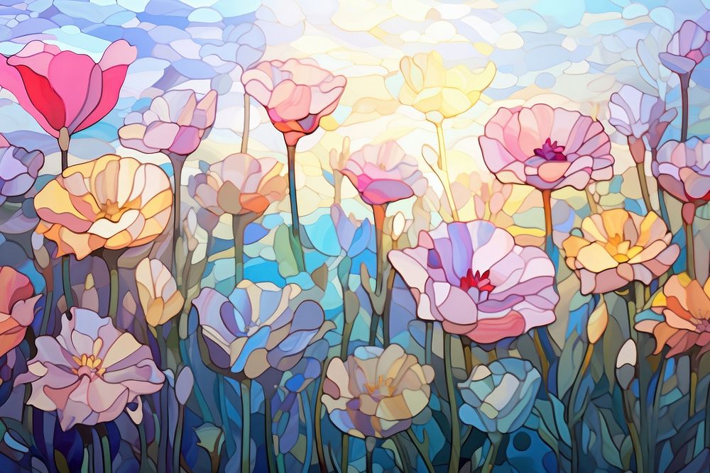 Flower garden landscape background art | Free Photo Illustration - rawpixel