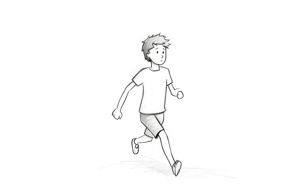Hand-drawn illustration boy running drawing | Free Photo Illustration ...