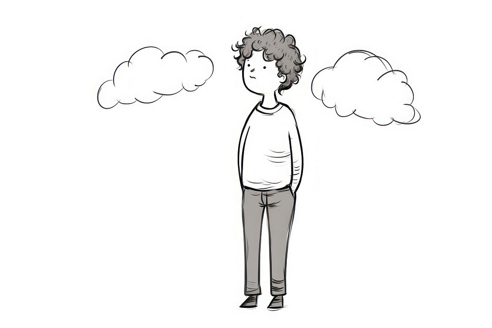 Hand-drawn illustration boy thinking drawing | Free Photo Illustration ...