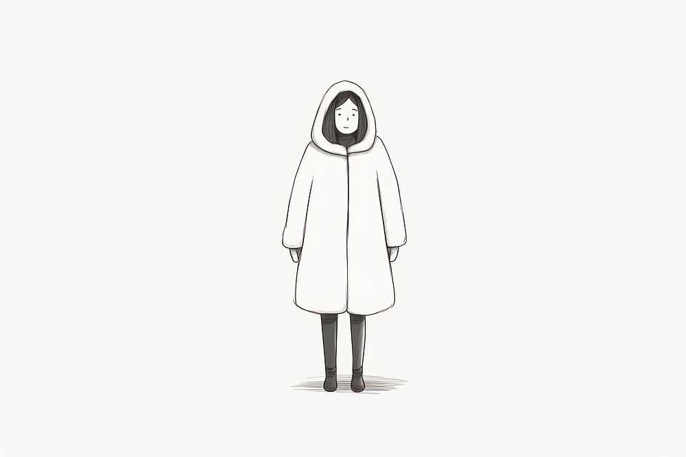 Woman wearing winter coat drawing | Free Photo Illustration - rawpixel