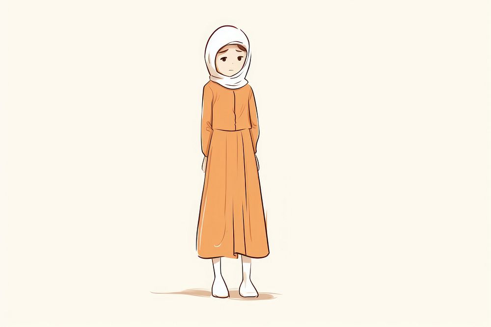 Hand-drawn illustration muslim girl drawing | Free Photo Illustration ...