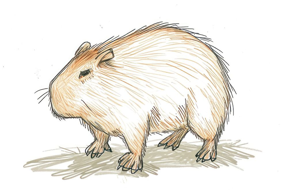 Hand-drawn sketch capybara drawing animal | Free Photo Illustration ...