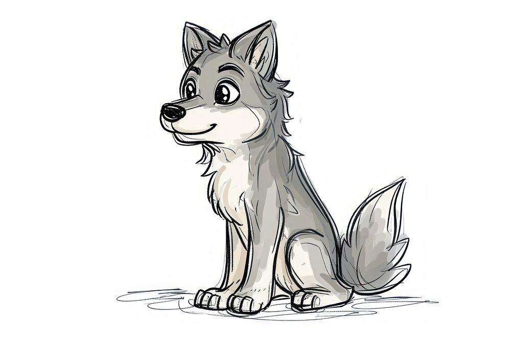 Hand-drawn sketch cartoon wolf drawing | Free Photo Illustration - rawpixel