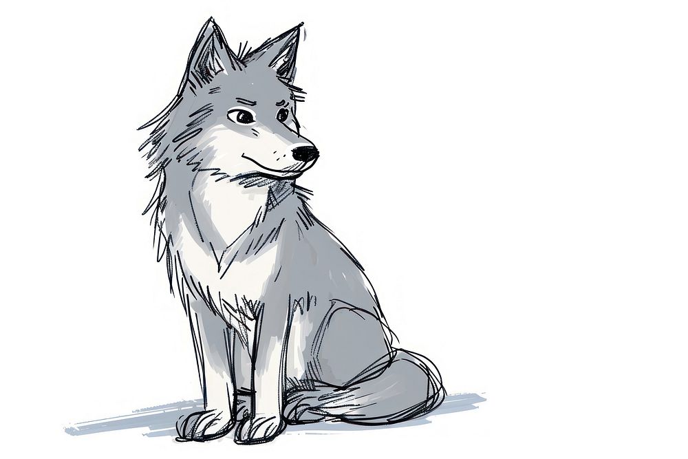 Hand-drawn sketch cartoon wolf drawing | Free Photo Illustration - rawpixel