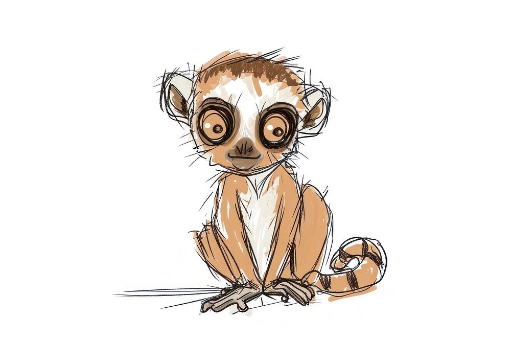 Hand-drawn sketch cartoon lemur wildlife | Free Photo Illustration ...
