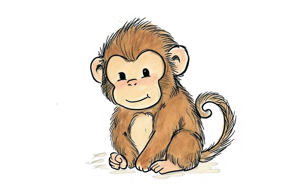 Hand-drawn sketch monkey cartoon drawing | Free Photo Illustration ...