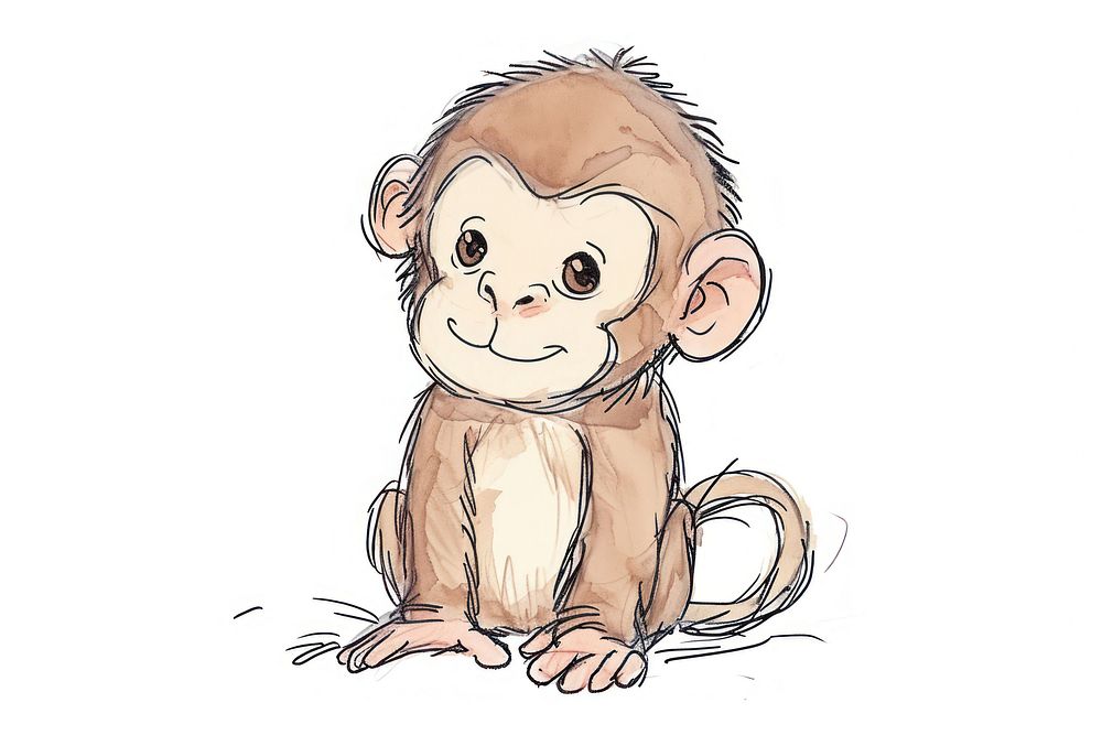 Hand-drawn sketch monkey drawing mammal | Premium Photo Illustration ...