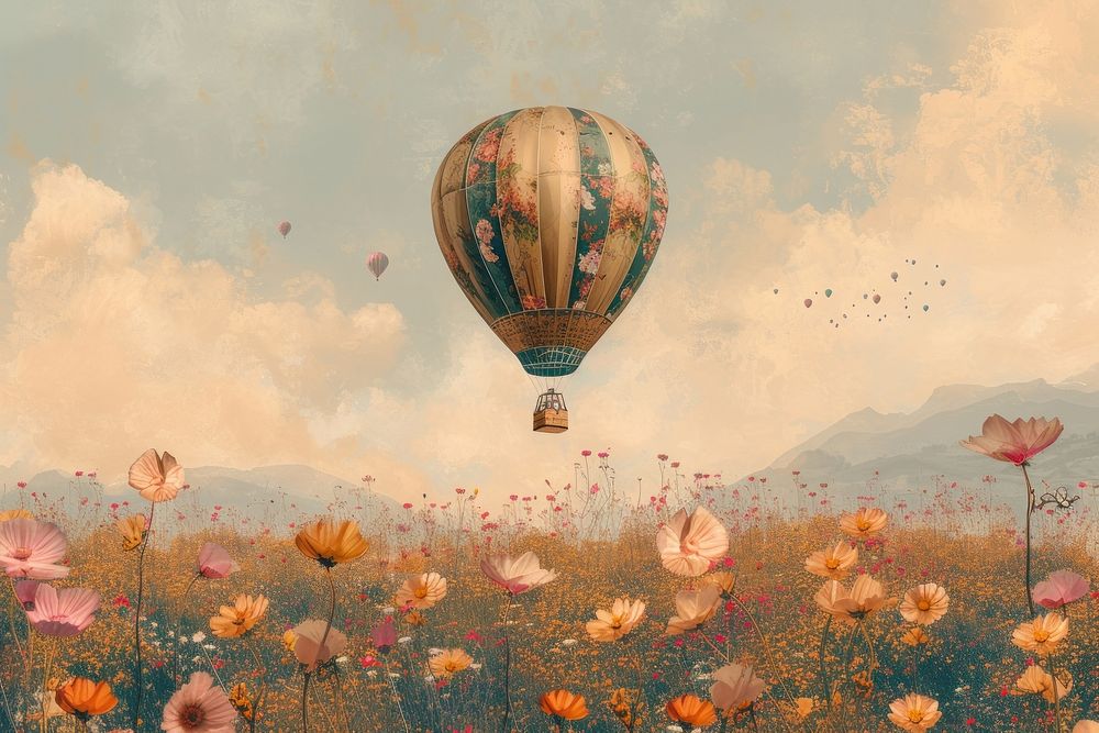 Painting balloon aircraft flower. | Premium Photo Illustration - rawpixel