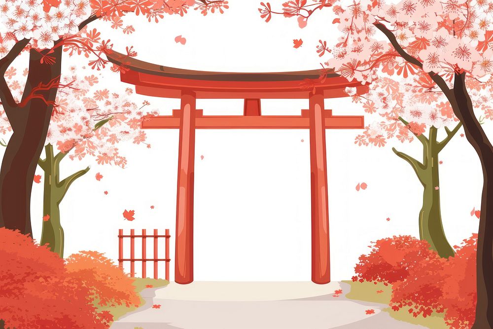 Japanese shrine plant gate architecture. | Premium Photo Illustration ...