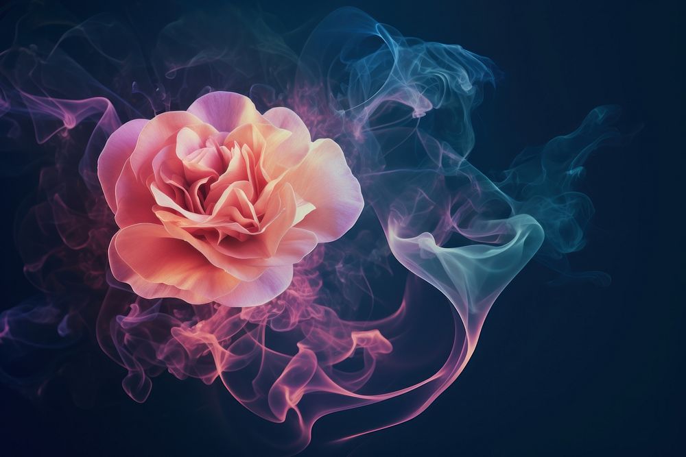 Neon smoke rose pattern flower | Free Photo Illustration - rawpixel