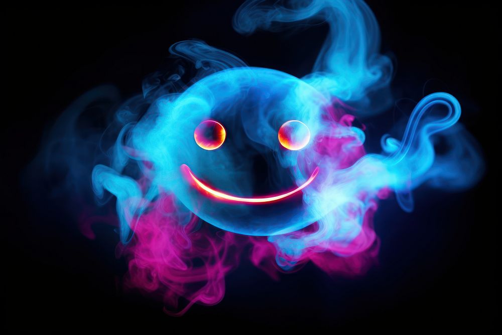 Neon smoke smiley face purple | Free Photo Illustration - rawpixel