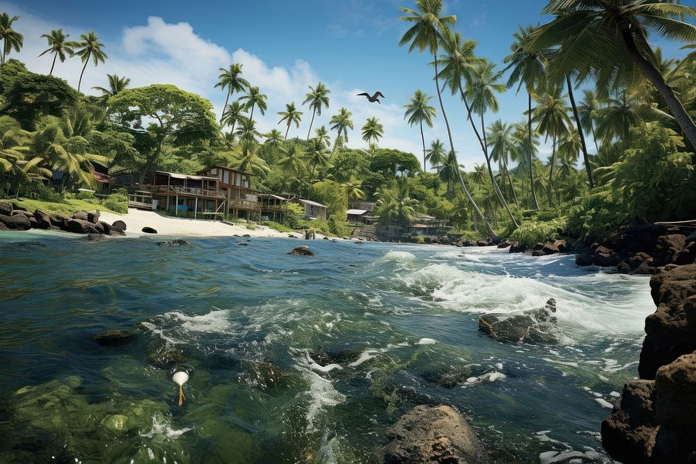 Fantasy Tropical beach landscape outdoors | Free Photo Illustration ...