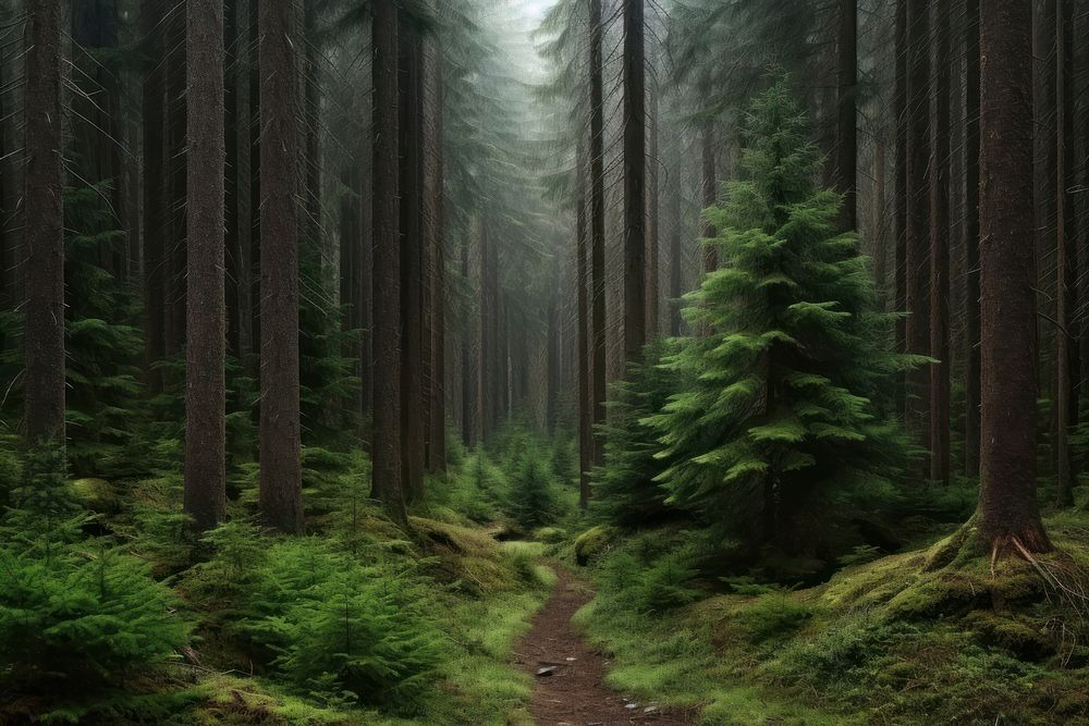 Pine tree forest wilderness woodland | Free Photo Illustration - rawpixel
