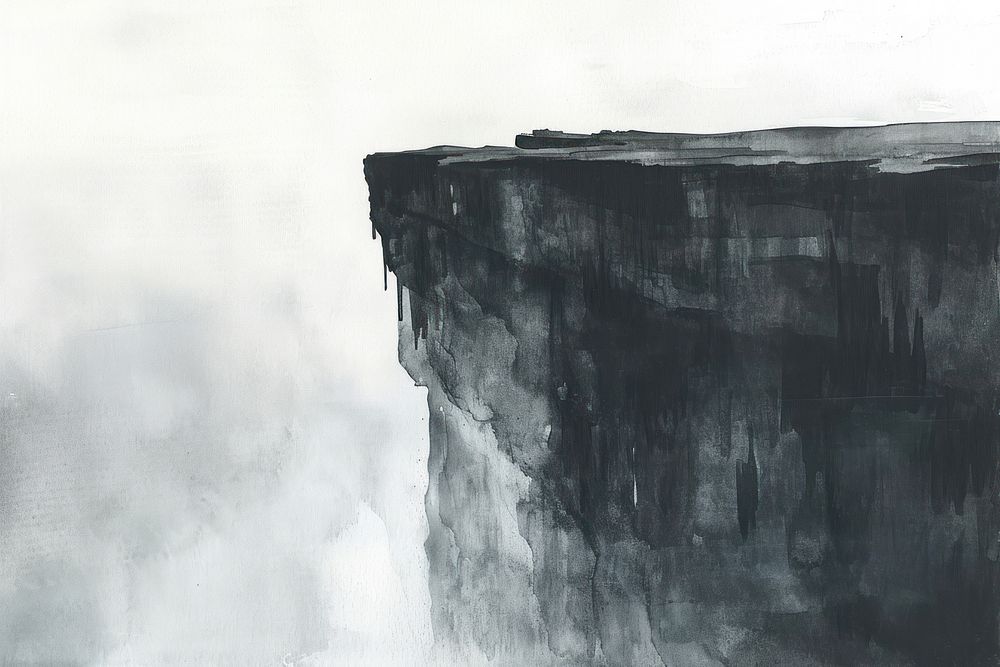 Cliff monochrome abstract painting. | Premium Photo Illustration - rawpixel