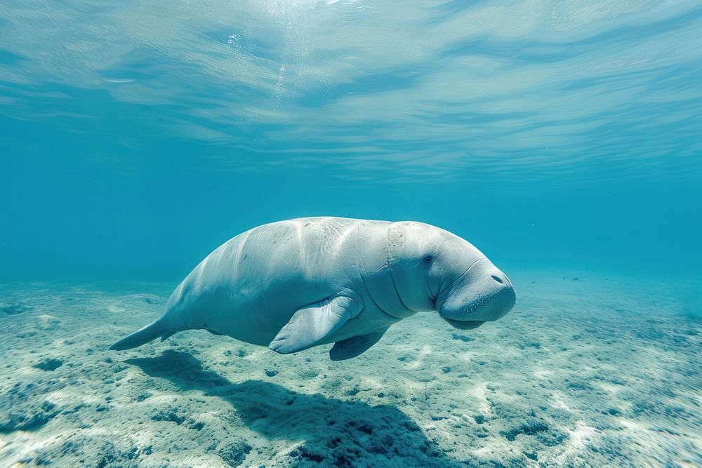 Underwater photo full body dugong | Free Photo - rawpixel