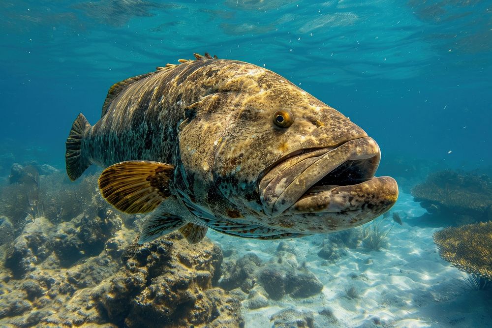 Underwater photo goliath grouper animal | Premium Photo - rawpixel