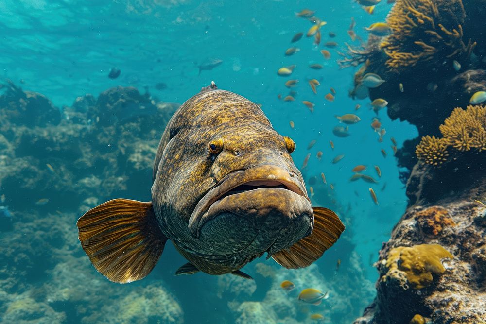 Underwater photo goliath grouper animal | Free Photo - rawpixel