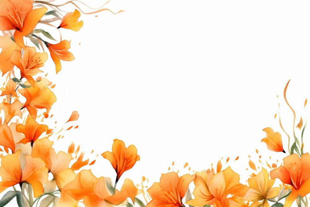Orange flowers border plant petal | Free Photo Illustration - rawpixel