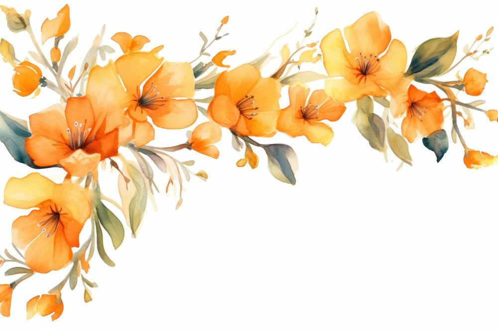 Orange flowers border painting pattern | Premium Photo Illustration ...