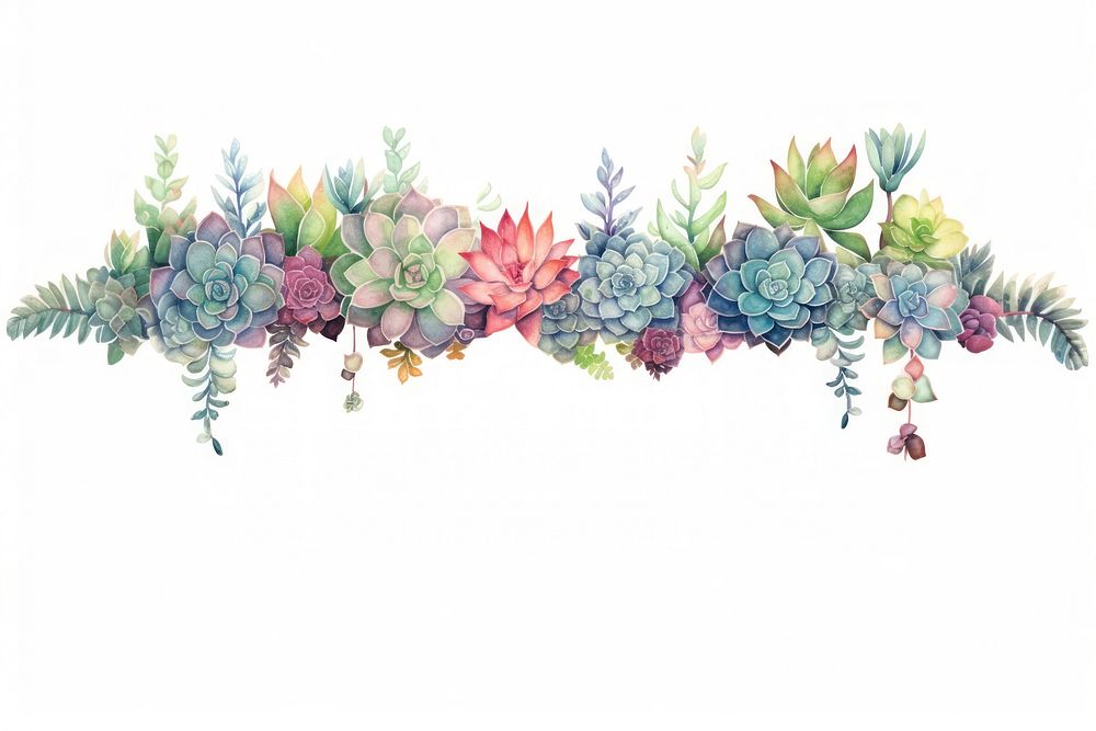 Succulent border pattern flower plant. | Premium Photo Illustration ...