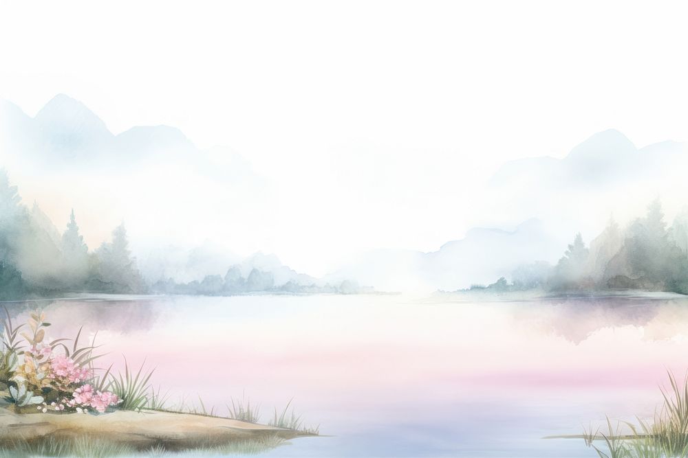 Pastel lake landscape border outdoors | Premium Photo Illustration ...